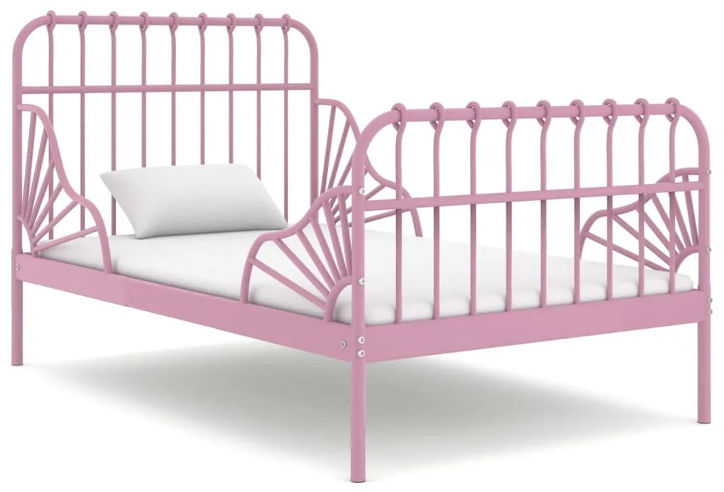 Prodloužitelný rám postele růžový kov 80 x 130/200 cm 324743