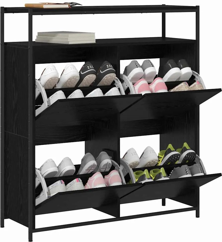 Skříň na obuv 100 x 34 x 112 cm Kompozitní dřevo Černý dub 3365549