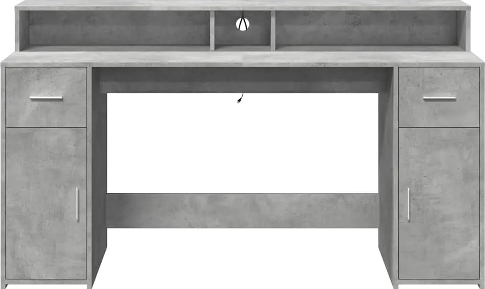 Psací stůl s LED betonově šedý 160x55x91 cm kompozitní dřevo 3309432