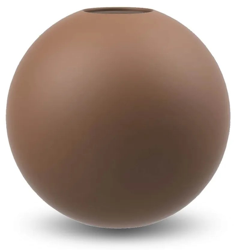 COOEE Design Kulatá váza Ball Coconut 8 cm, hnědá barva, keramika