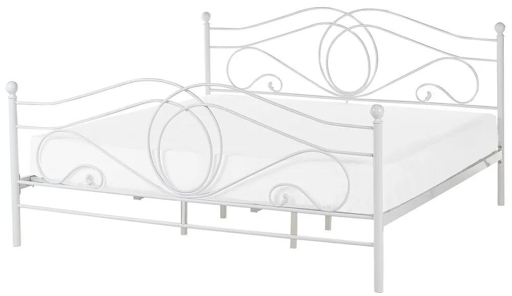 Dekorativní bílá kovová postel 180x200 cm LYRA Beliani