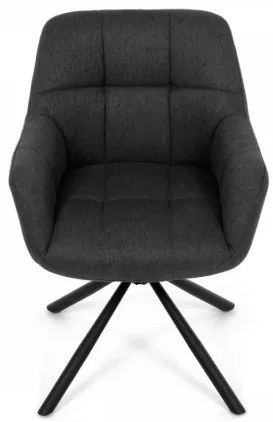Jídelní židle křeslo tmavě šedá látka, otočný mechanismus 90°/90° (L/P), černý kov HC-532 GREY2