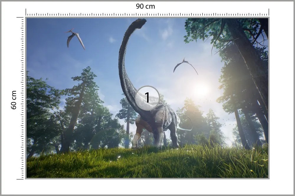 Fototapeta Realistický Dinosaurus Na Slunci. Omyvatelný vlies 270x180