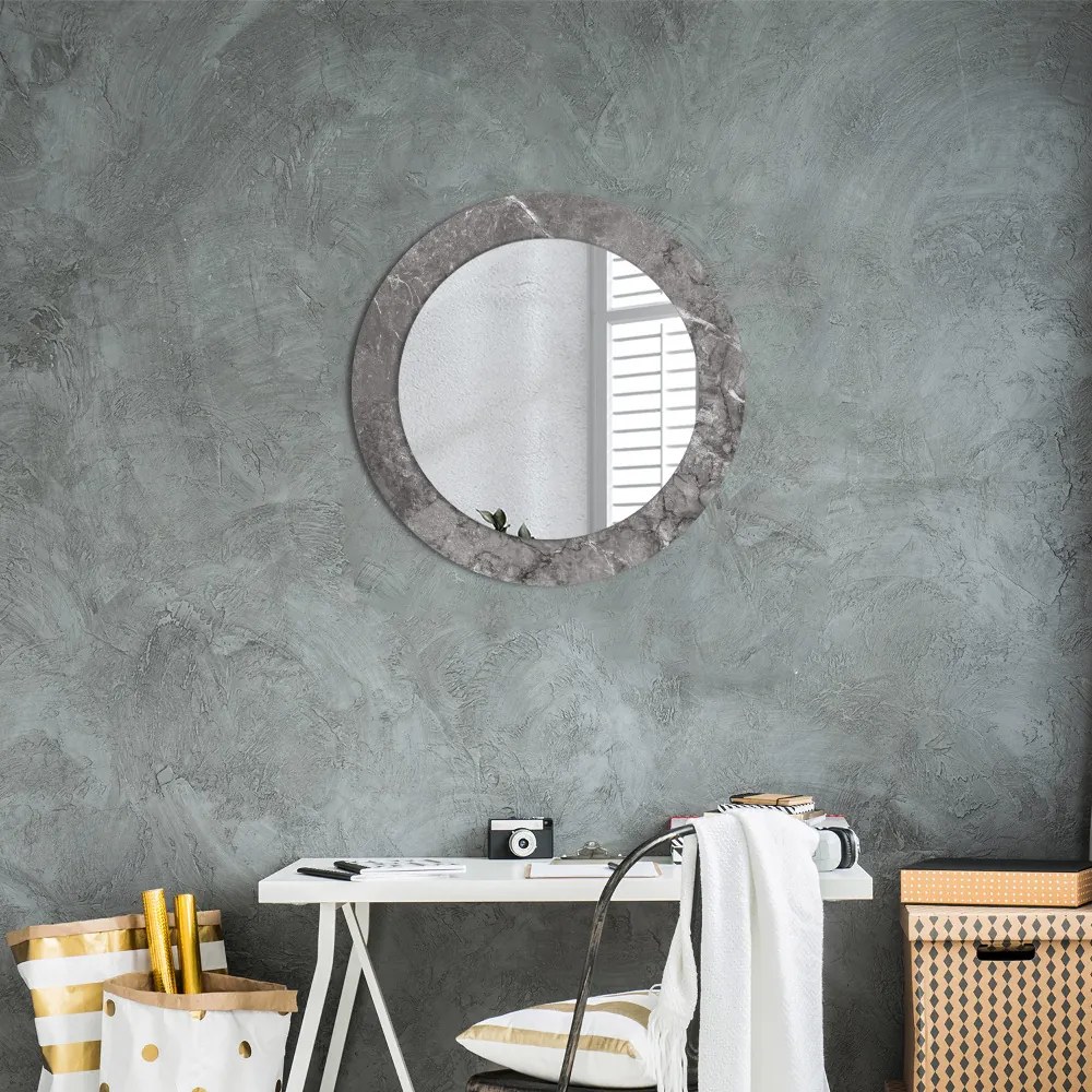 Kulaté zrcadlo tištěný rám Rustikální mramor fi 60 cm