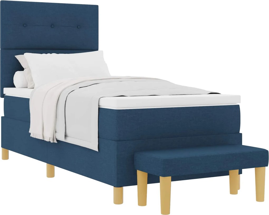 Postel s boxspringem s čelo Modrá 200 x 90 cm textil 3344274