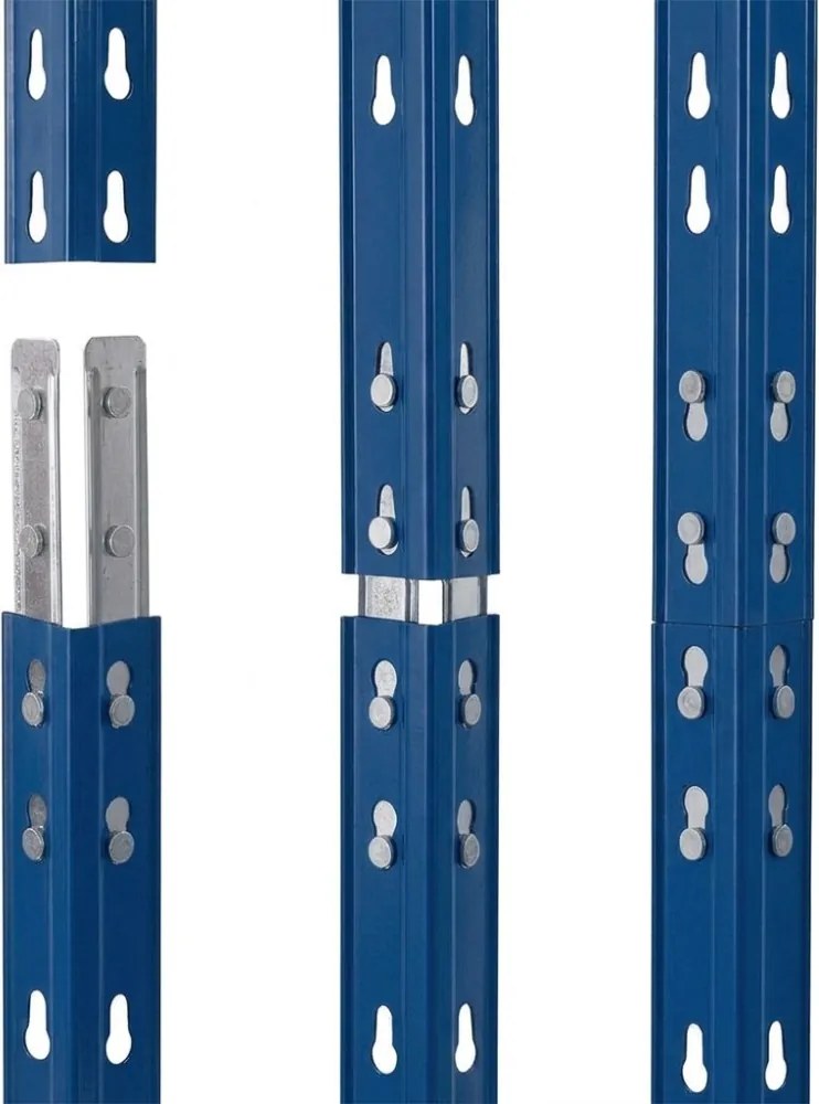 Kovový regál RIVET PRO 180x120x45 DTD dřevotříska 4 úrovně modro-oranžová