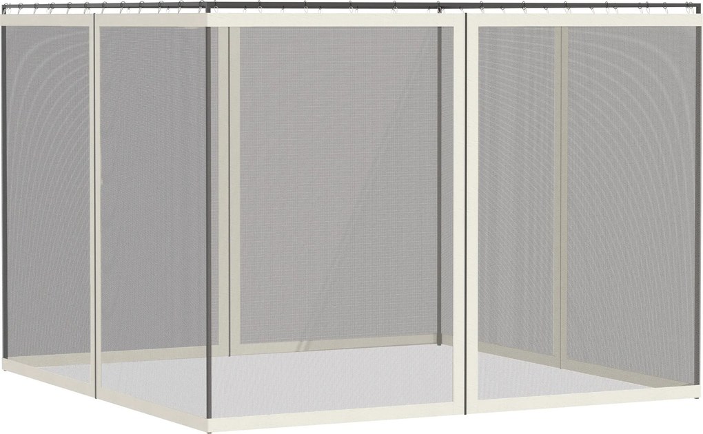 Outsunny Odpuzovače Komárů pro Altán Marquee Zahradní Pavilon 3 x 4 m - sada 4 zipových odpuzovačů komárů + upevňovací háky - polyester nylon | Aosom