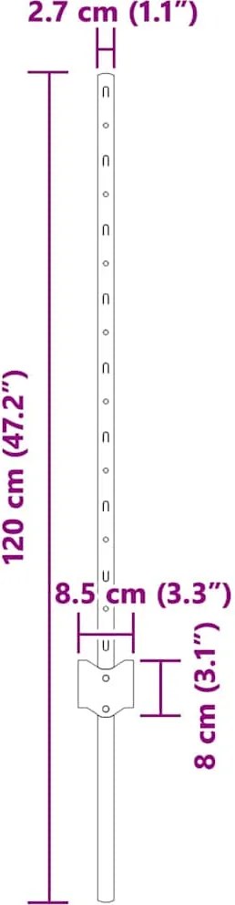 Zabudovaný plotový sloupek 44 ks Zelená 120 cm 3335917