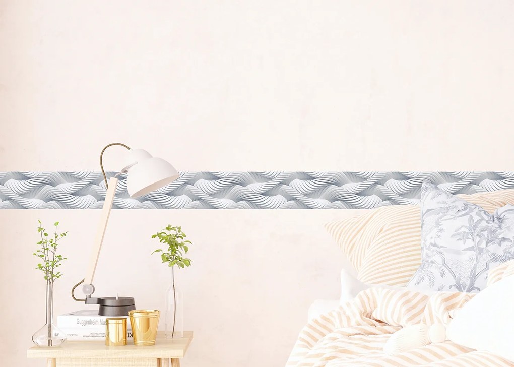 Samolepící bordura na zeď 3D Bílá Pletená Lana | 5 m x 13.8 cm | DWB8228