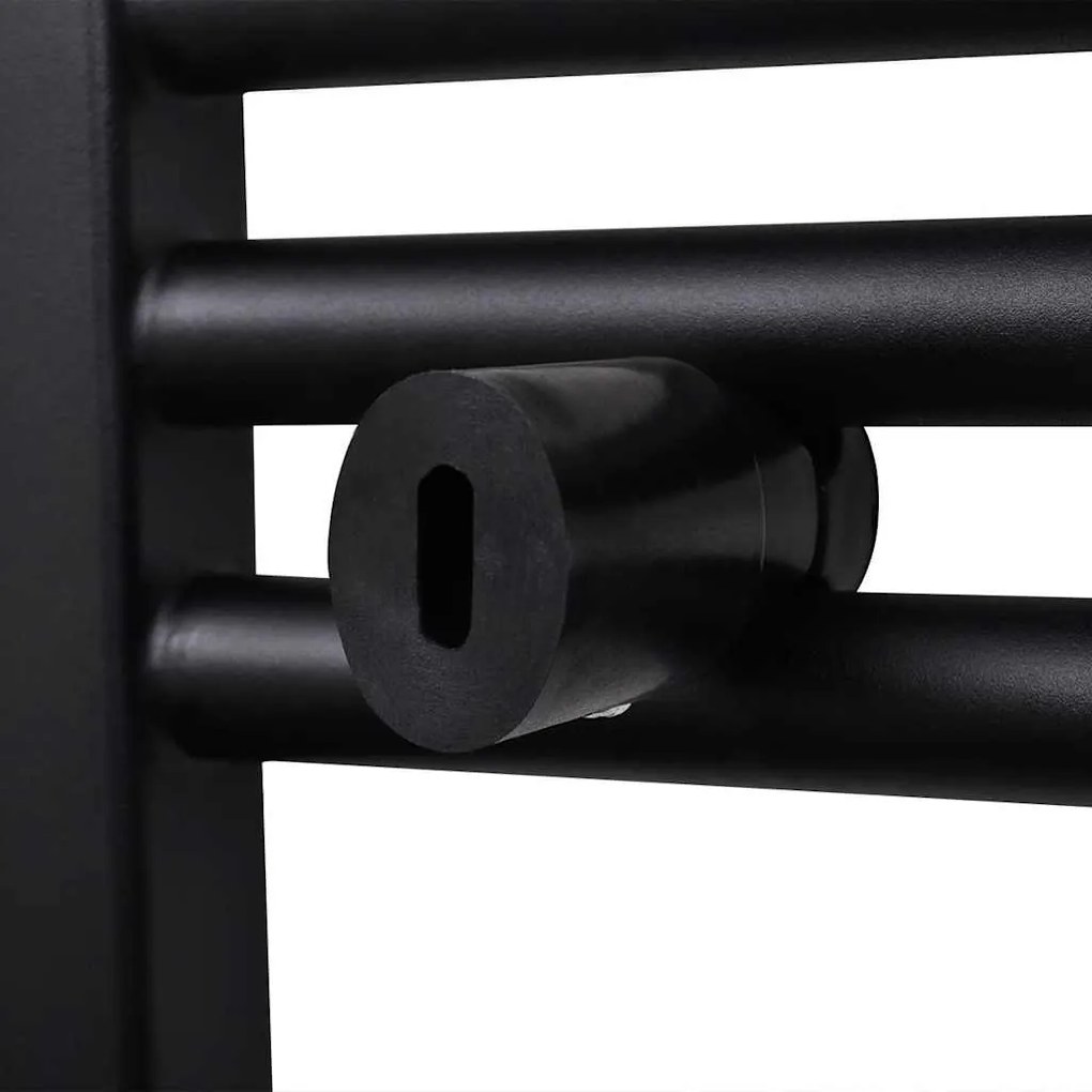 Černý žebříkový radiátor na ručníky rovný ústřední topení 600x1160 mm 141908