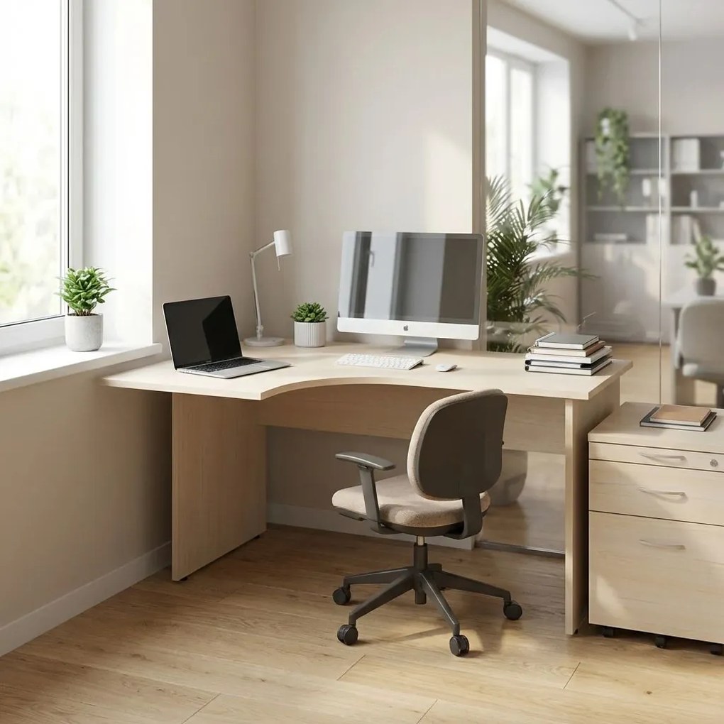 Ergonomický stůl Impress 160 x 90 cm, levý, javor