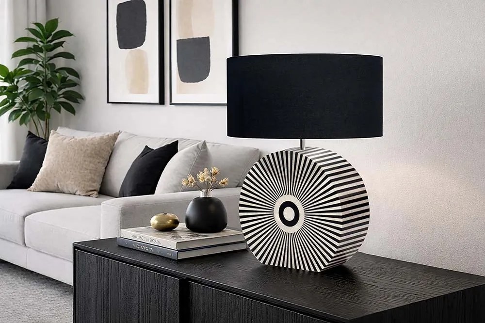 Designová stolní lampa Ilissa 62 cm černo-bílá
