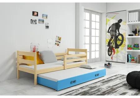Dětská postel s výsuvnou postelí ERYK 190x80 cm Modrá Borovice