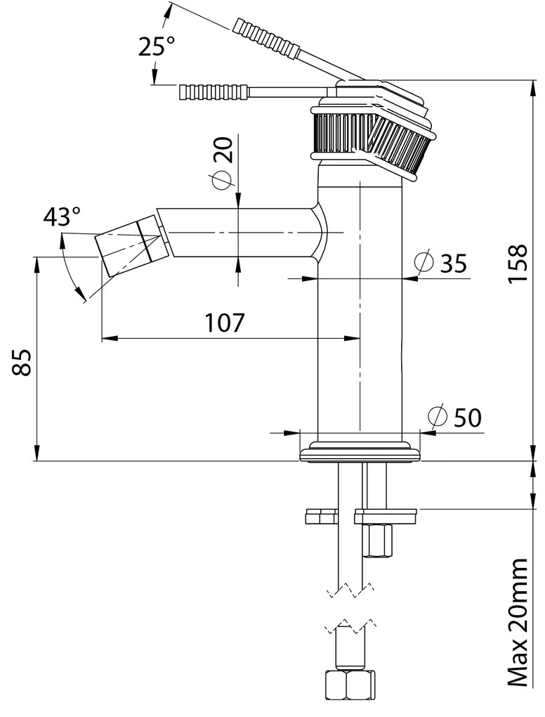 Sapho Sapho, VERSI stojánková bidetová baterie, černá mat, RV003/15