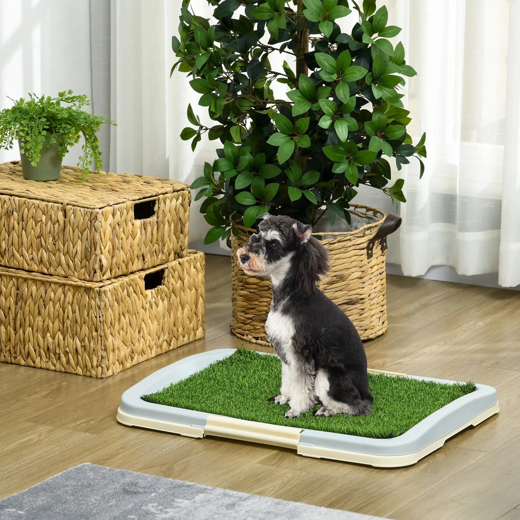 PawHut toaleta pro štěňata toaleta pro psy umělá tráva 63x48,5 cm, modrá, ideální řešení pro interiér i exteriér