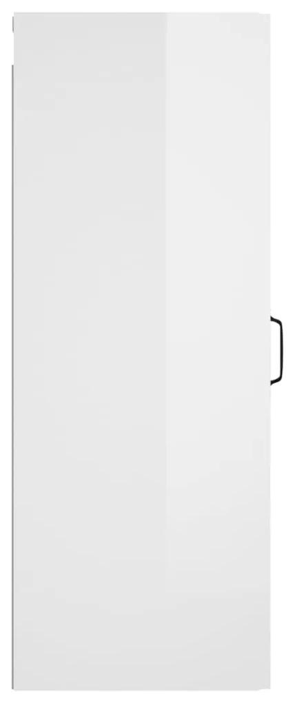 Závěsná skříňka lesklá bílá 34,5 x 34 x 90 cm kompozitní dřevo