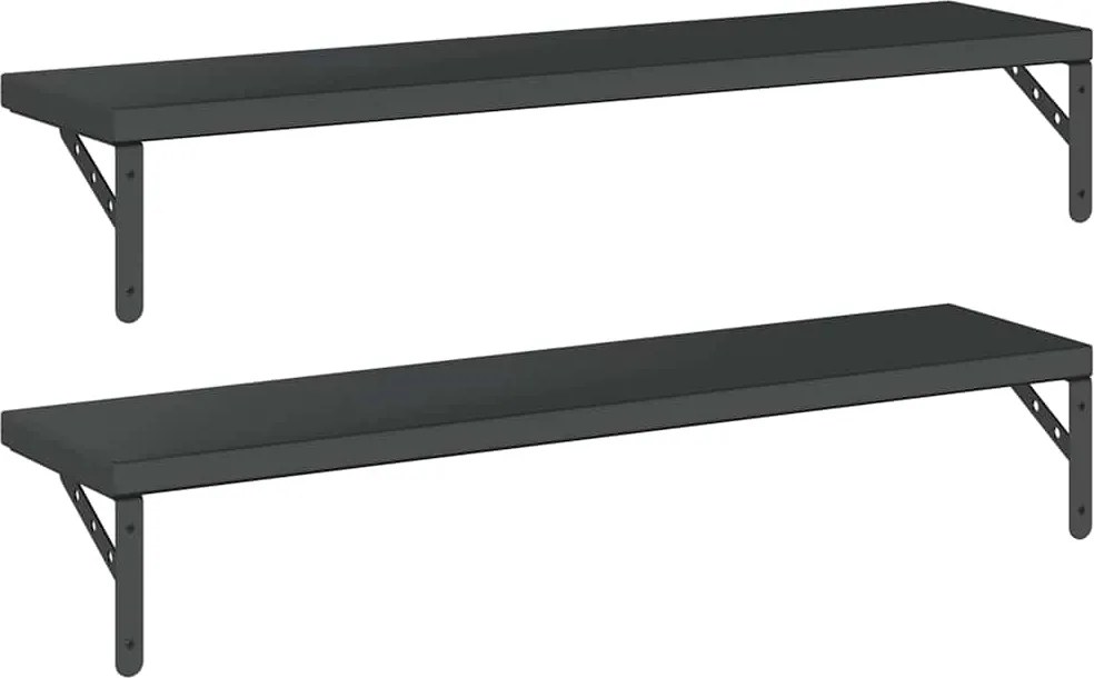 Nástěnné police 2 ks 100 x 23,5 cm černé nerezová ocel 3214513