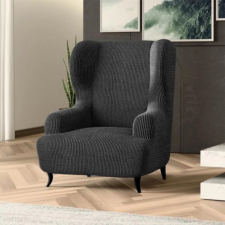 Bielastické potahy COSTINA antracit křeslo ušák (š. 60 - 110 cm)