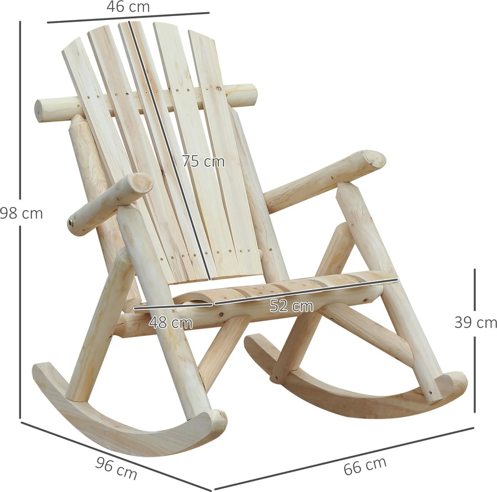 Outsunny Houpací křeslo Houpací zahradní křeslo Relaxační křeslo z jedlového dřeva Přírodní | Aosom