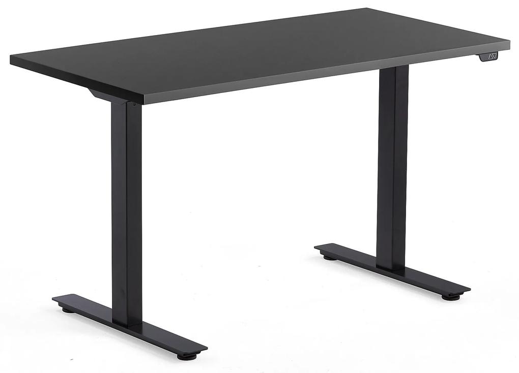 AJ Produkty Výškově nastavitelný stůl MODULUS, 1200x600 mm, černý rám, černá