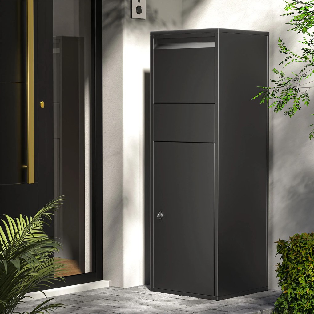Poštovní schránka Wiltec – 460 × 450 × 1400 mm, černá (60922)