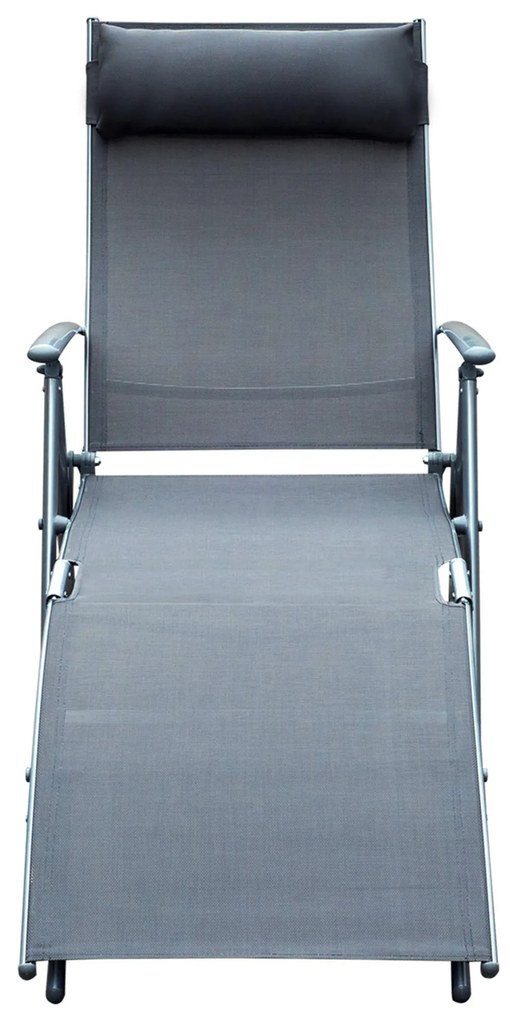 Zahradní lehátko Outsunny, skládací, nastavitelné s polštářem, lehátko šedé, kov a látka 137 x 63,5 x 100,5 cm pro zahradu a terasu