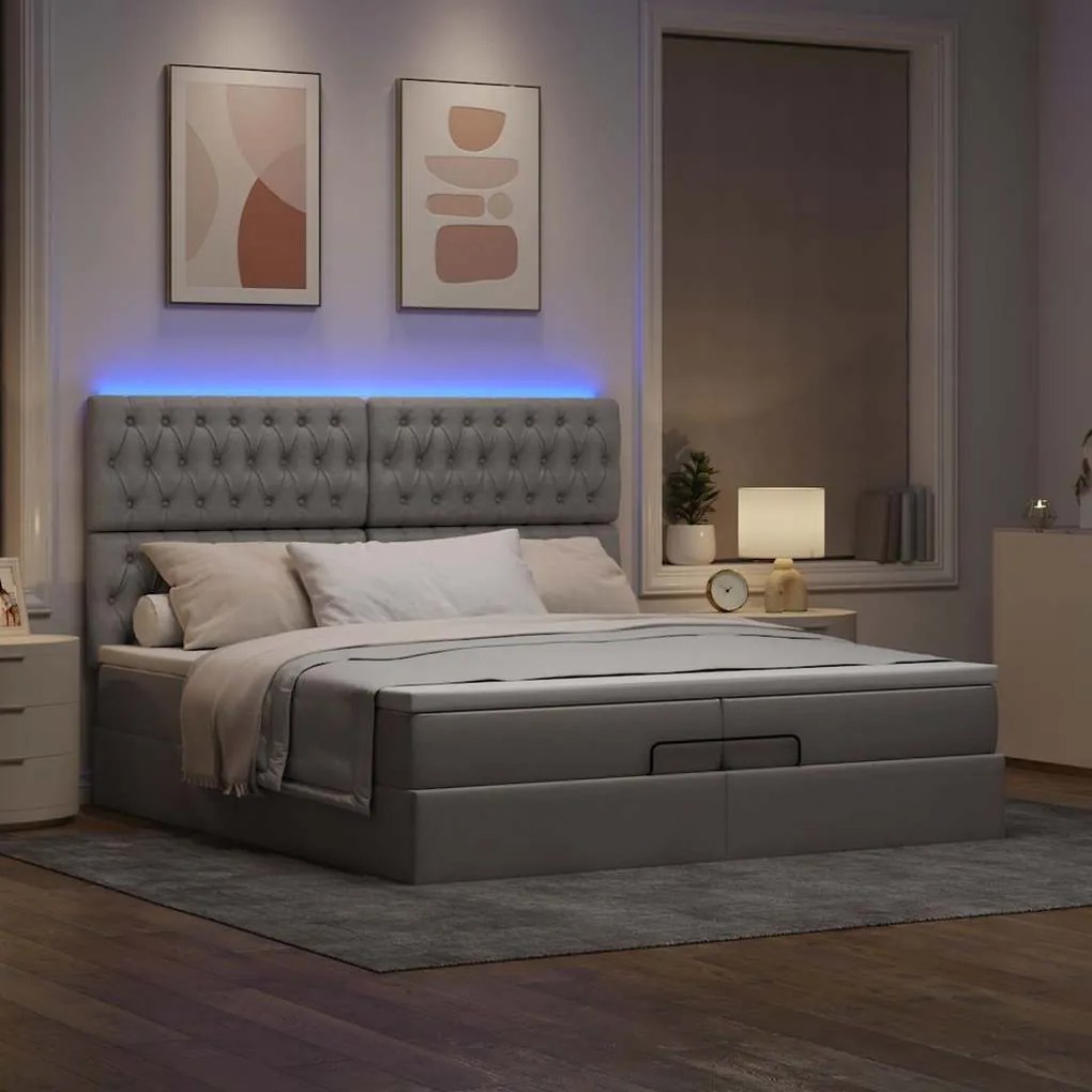 Osmanský rám postele s matracíes taupe 200x200cm textil 3314118