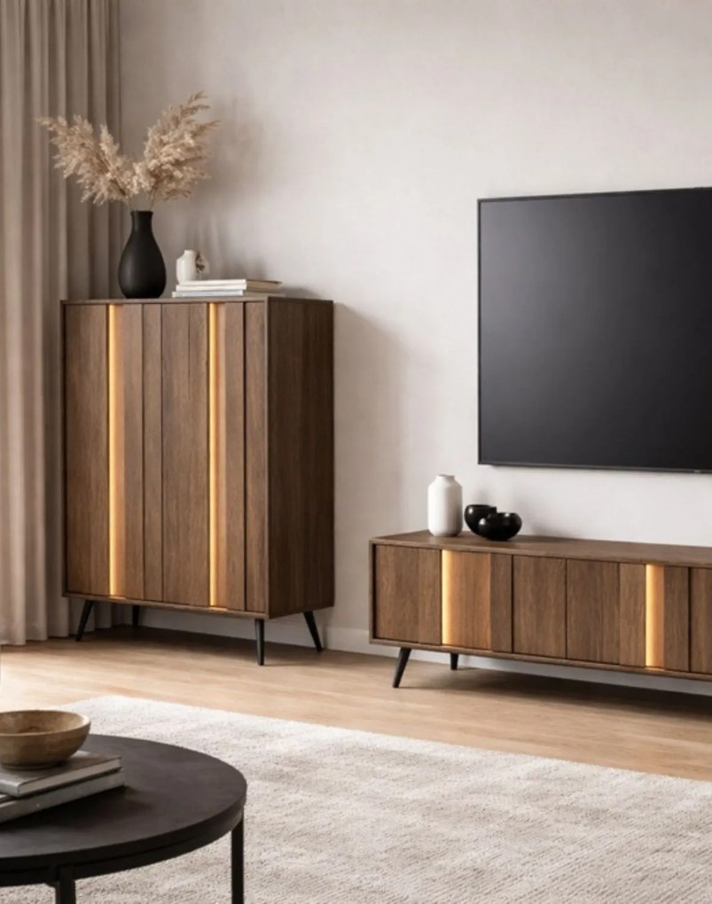 Moderní komoda do obývacího pokoje s LED osvětlením Amaro B