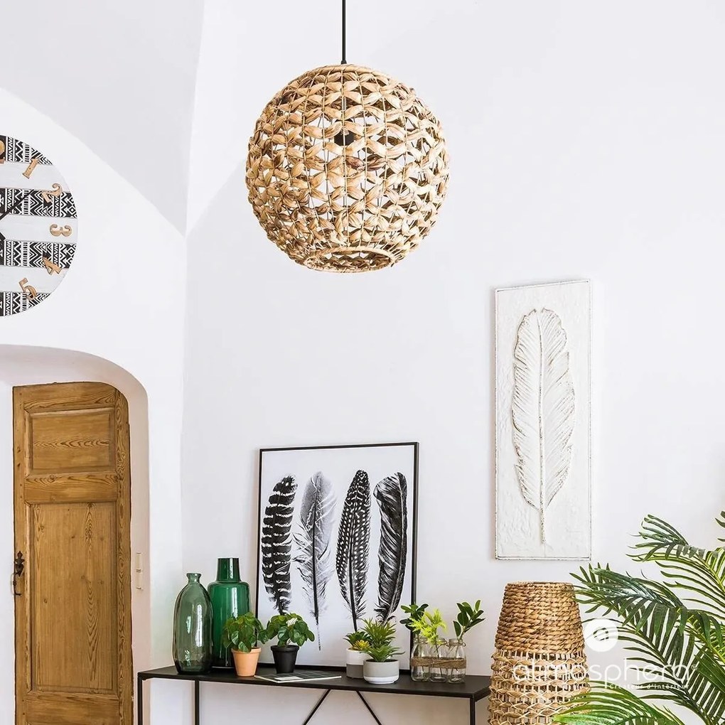 Závěsná lampa SAND se stínidlem z hyacintu, Ø 38 cm