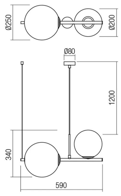 Redo 01-1633 závěsné svítidlo Talis kartáčovaná bronz, 2L, E27, 59cm