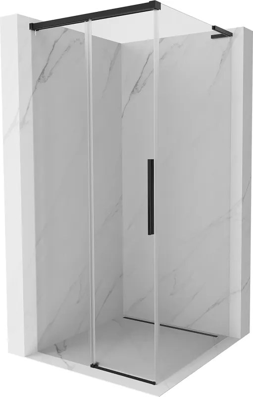Mexen Rox, L posuvná sprchová kabina 110 x 110 cm, 8mm čiré sklo, černý matný profil, 8C2L-110-110-70-00