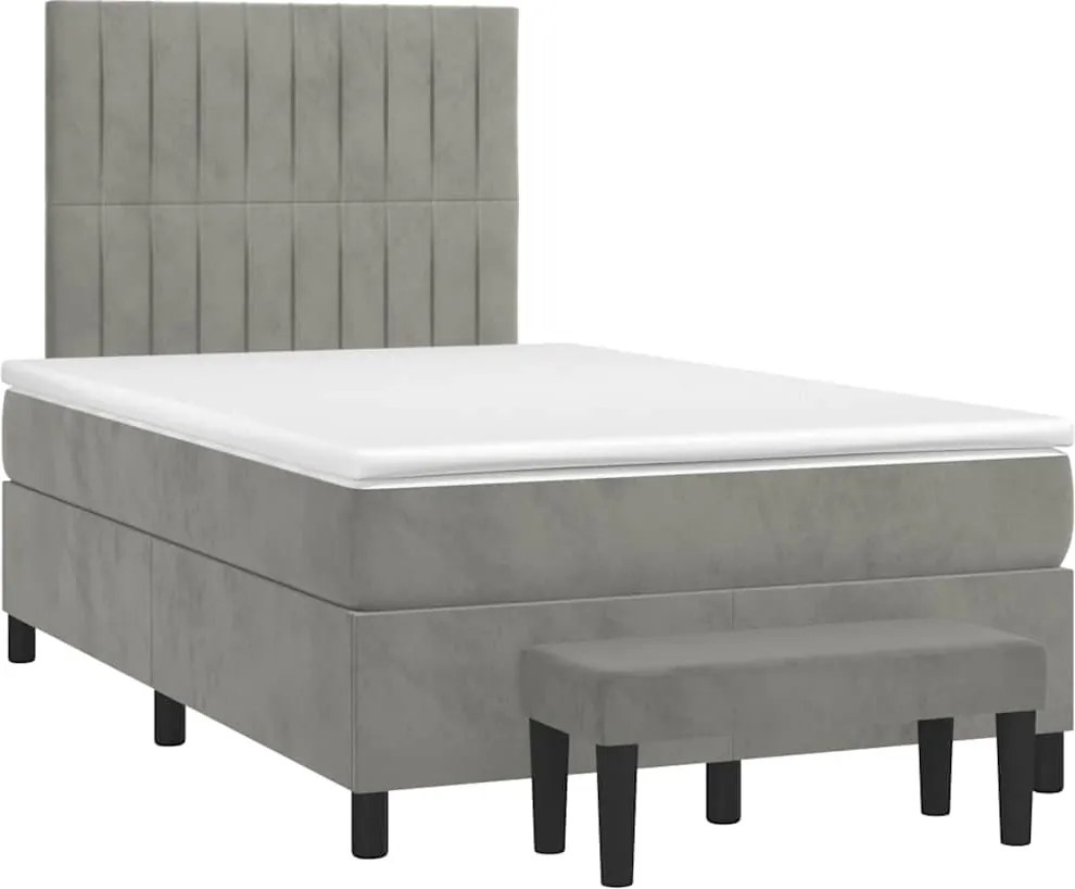 Box spring postel s matrací světle šedá 120x190 cm samet 3270481