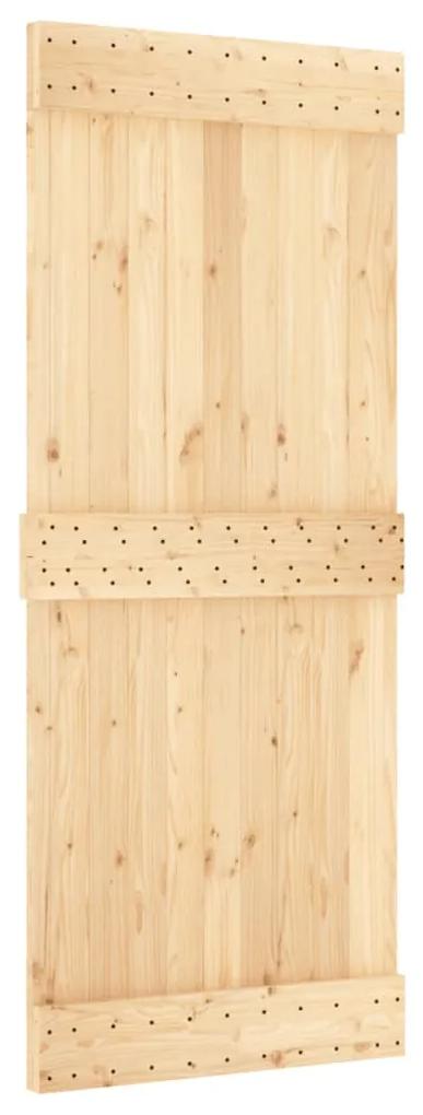 Posuvné dveře s kováním 85 x 210 cm masivní borové dřevo,  3203048