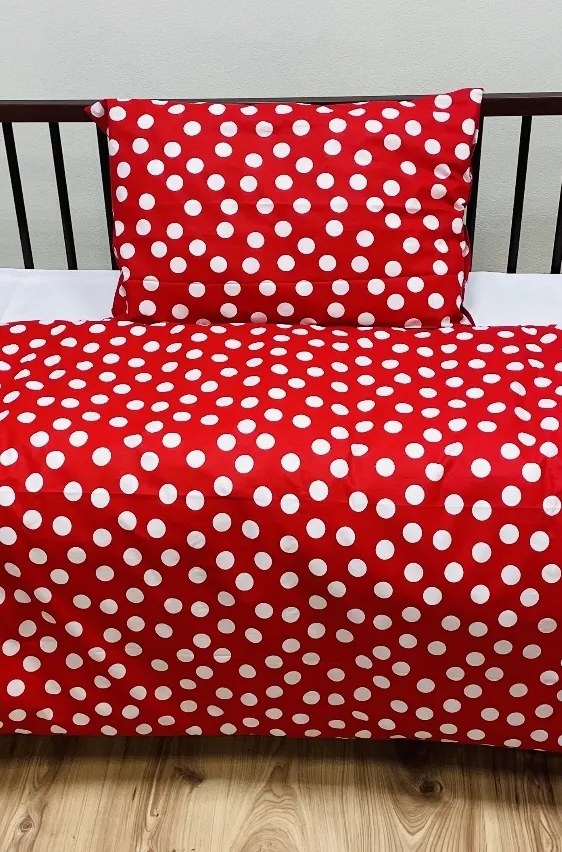 Povlečení bavlněné dětské Dots červené TiaHome - Dětský set 130x90cm + 65x45cm