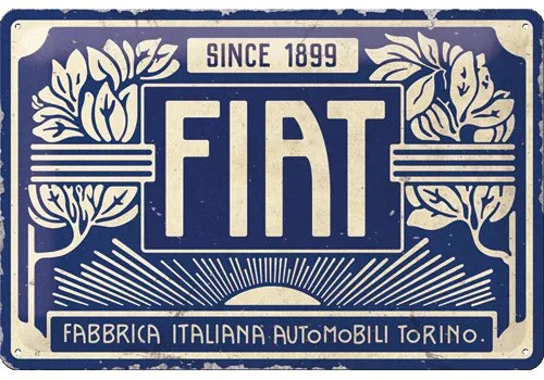 Postershop Plechová cedule: Fiat Since 1899 (Blue Logo) - 30x20 cm