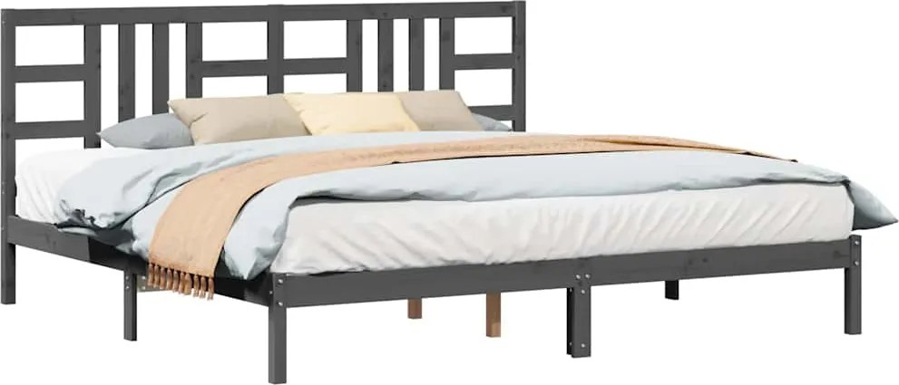 Rám postele šedý masivní dřevo 200 x 200 cm 3105427