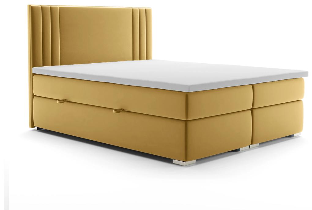 Kontinentální postel 140 cm Morcano (žlutá) (s úložným prostorem). 1044277