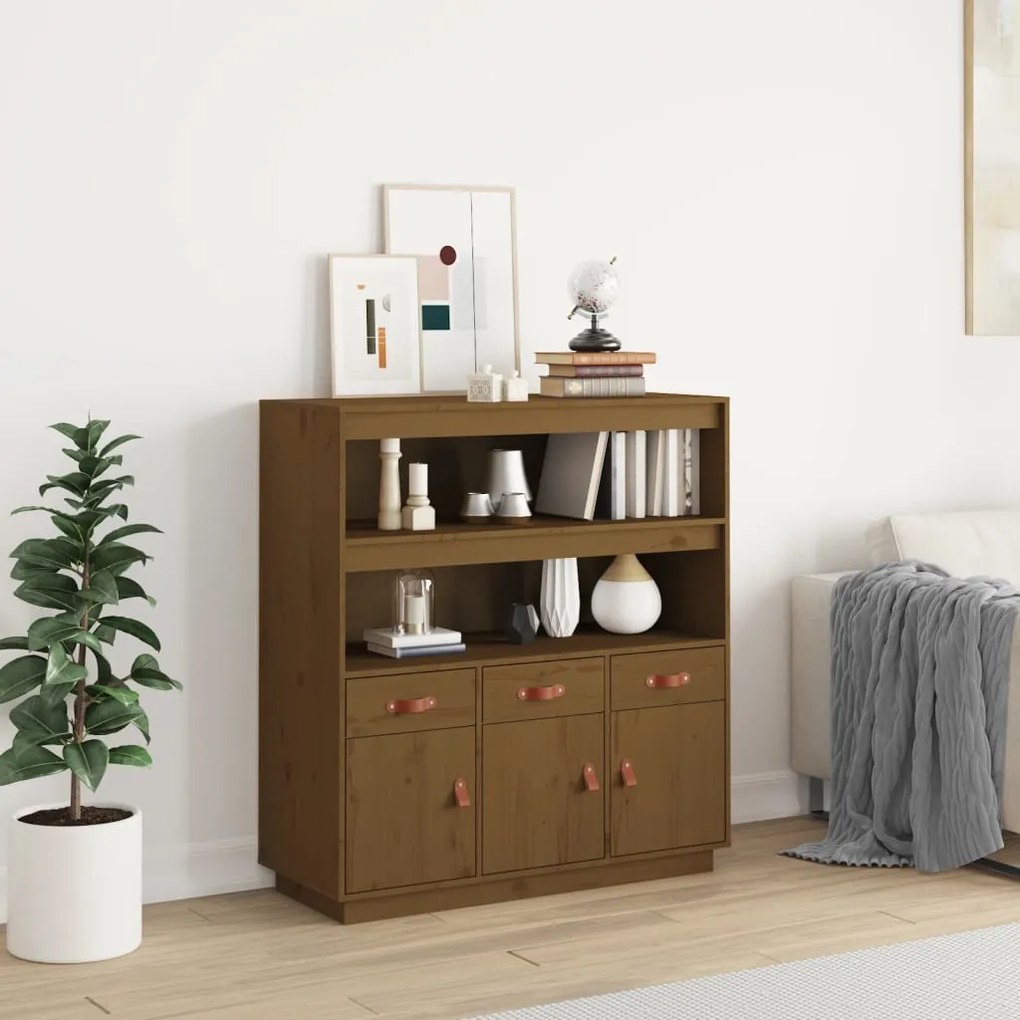 Skříň highboard medově hnědá 100x40x108,5 cm masivní borovice
