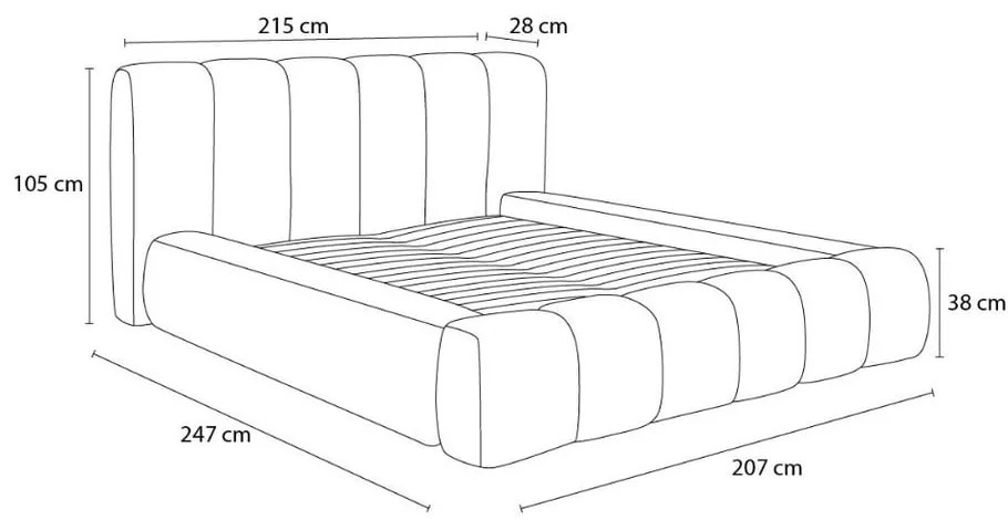 Tmavě modrá čalouněná dvoulůžková postel s úložným prostorem s roštem 160x200 cm Denali – Bobochic Paris