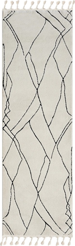 My Flair, Běhoun Moroccan Magic CA40047 weiß, 80x250, černobílá, ložnice