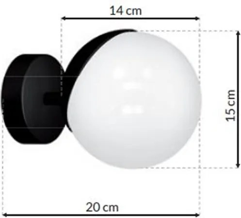 Nástěnné svítidlo Sfera, 1x bílé skleněné stínítko, b