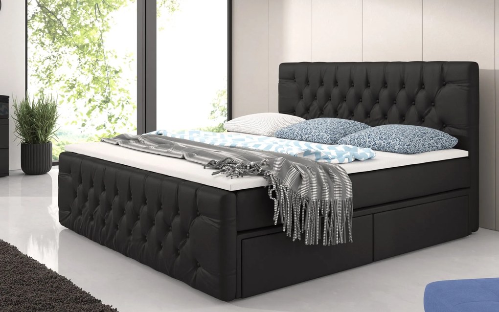 K&M postele Boxspring postel SOGNARE s úložným prostorem Velikost postele: 180 × 200 cm, Výběr matrace: Taštičková zónová matrace - měkká (70–110 kg)