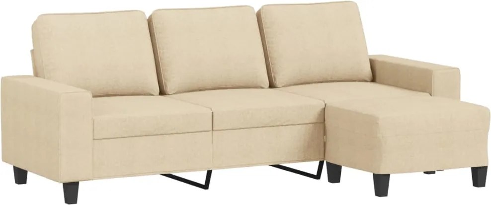 3místná pohovka s podnožkou krémová 180 cm textil 3201153