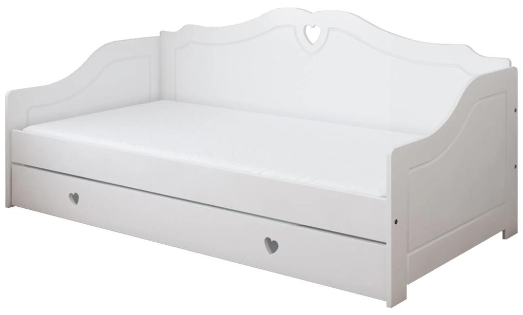 BabyBeds Dětská postel ZUZANA srdíčka Velikost postele: 180x80 cm, Barevné provedení: Bílá, Úložný prostor: Ne, bez úložného prostoru Bílá