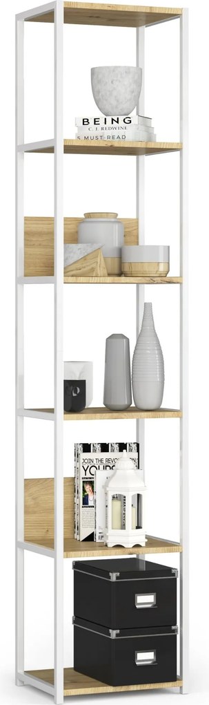 Kovový regál Loft 40 cm bílá/dub artisan