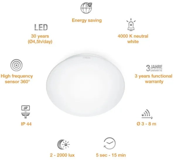 STEINEL 008383 - LED Koupelnové svítidlo se senzorem RS16LED LED/9,5W/230V IP44