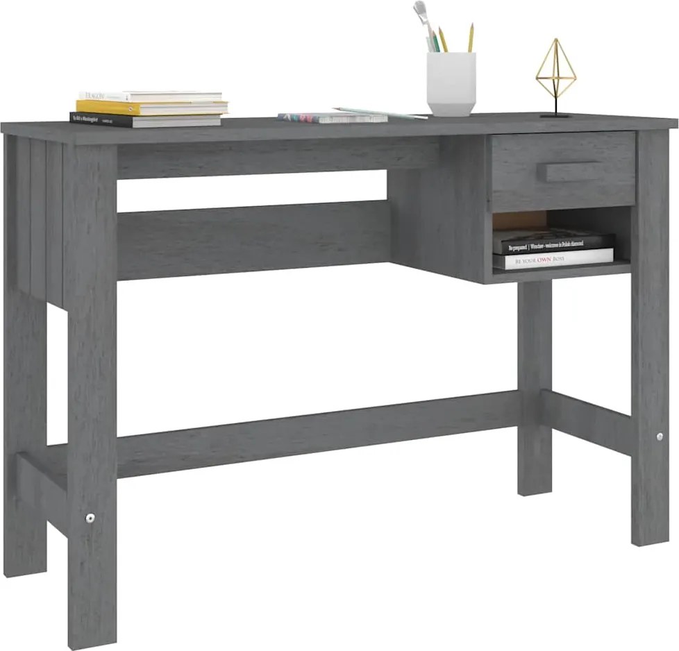 Psací stůl HAMAR tmavě šedý 110 x 40 x 75 cm masivní borovice 340458