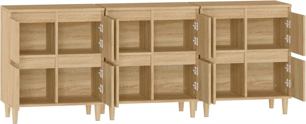 Příborníky 3 ks dub sonoma 60 x 35 x 70 cm kompozitní dřevo 3185770