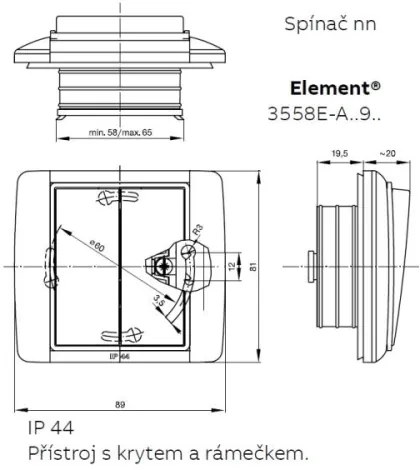 ABB Element,Time vypínač č.7 IP44 bílá/bílá 3558E-A07940 03