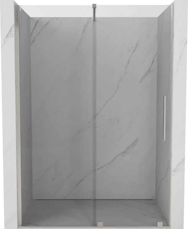 Mexen Velar, posuvné sprchové dveře do otvoru 160 cm, 8mm čiré sklo, broušená ocel, 871-160-000-01-97